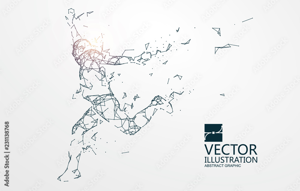 Running Man,Network connection turned into, vector illustration. Stock ...