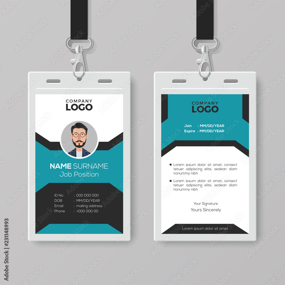 Creative Employee ID Card Template Stock Vector | Adobe Stock