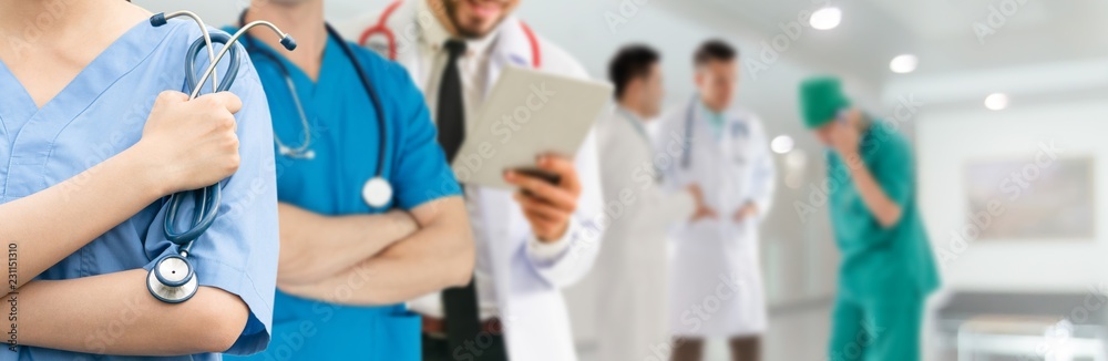 Healthcare people group. Professional doctor working in hospital office ...