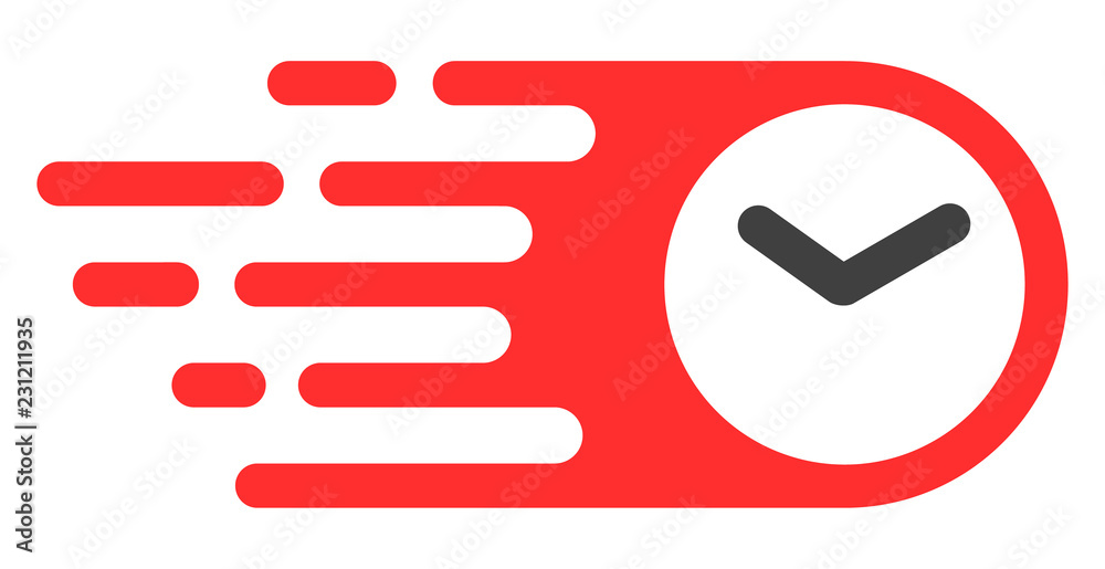 Speed time icon with fast rush effect in red and black colors. Vector ...