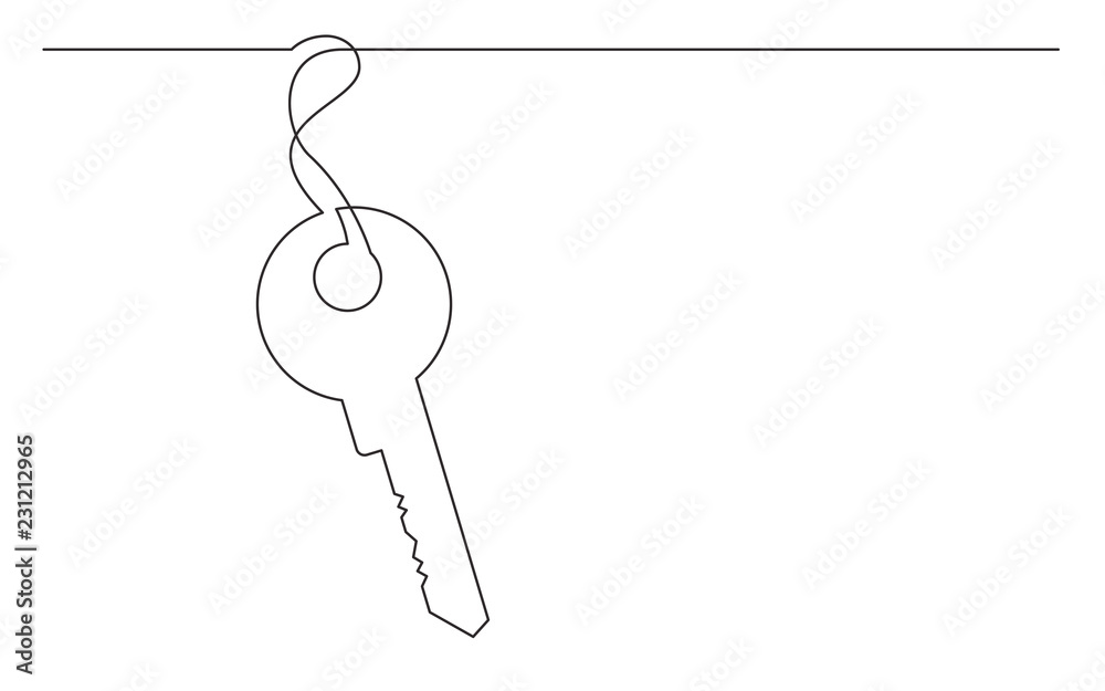 continuous line drawing of key Stock Vector | Adobe Stock