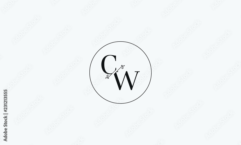 LETTER C AND W MONOGRAM LOGO WITH CIRCLE FRAME FOR LOGO DESIGN OR ...