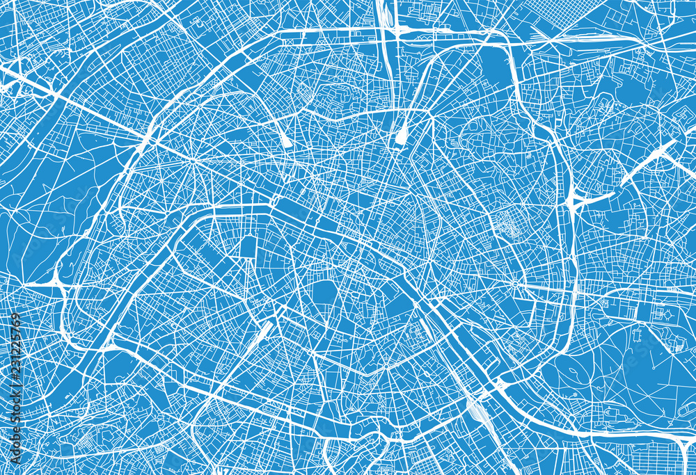 Urban vector city map of Paris, France Stock Vector | Adobe Stock