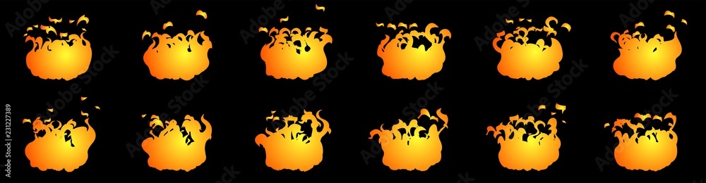 Fire animation sprite sheet, can be used for GIF animation Stock Vector ...