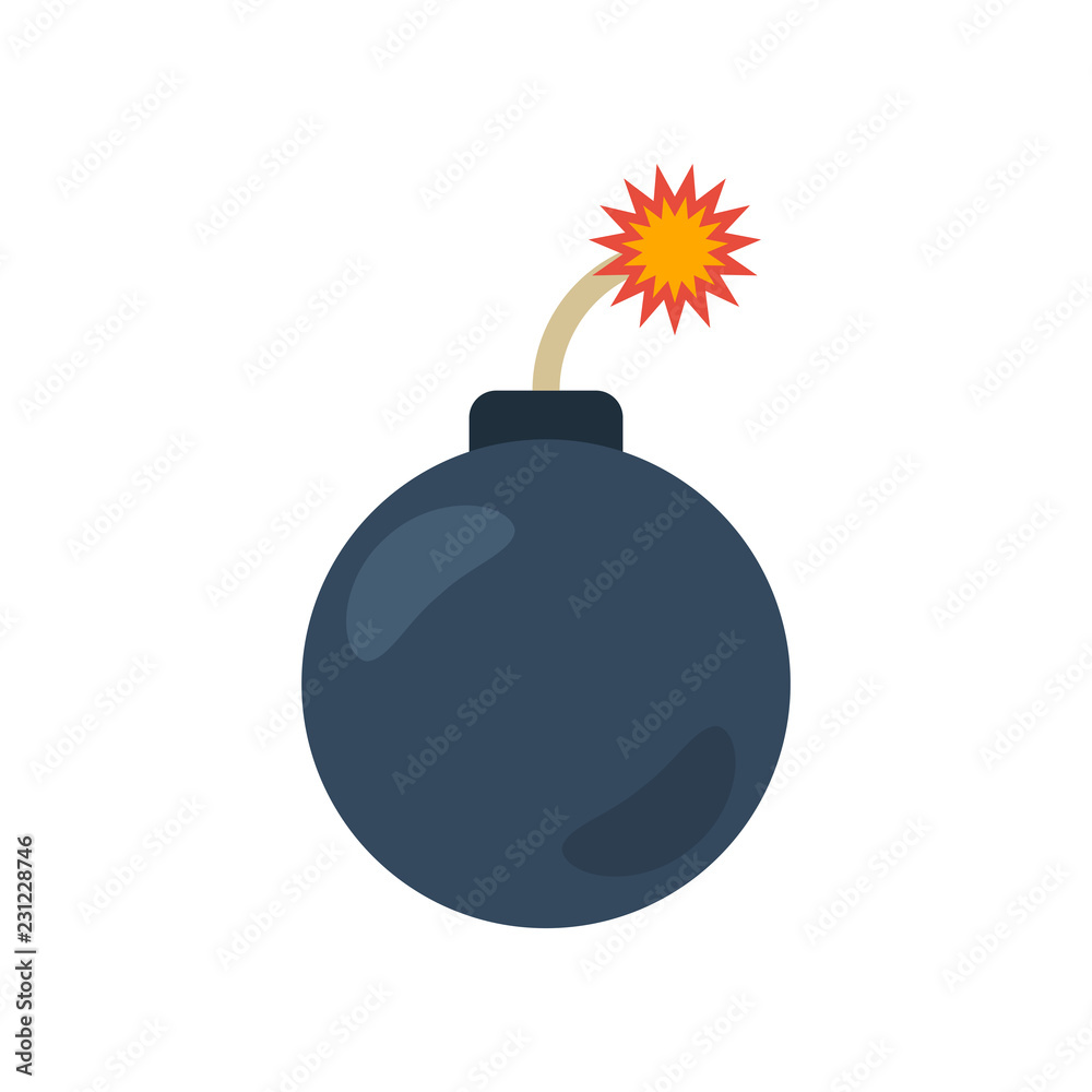Bomb flat icon on isolated white transparent background. Stock Vector ...