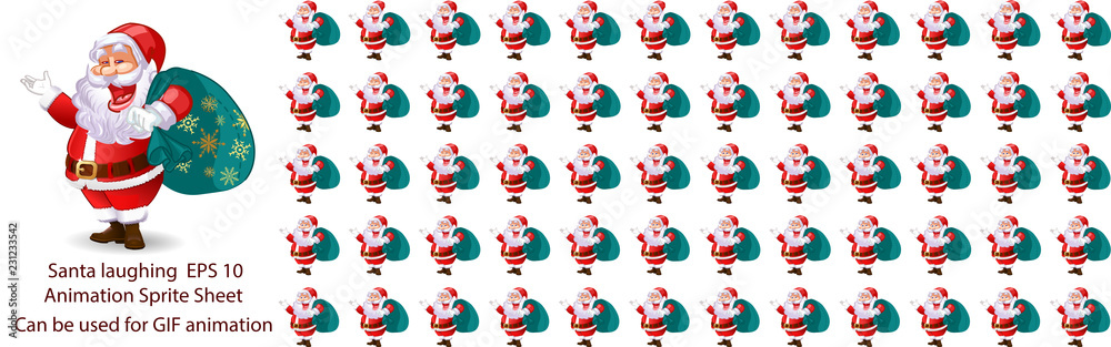 Christmas Santa Laughing and wishing animation sprite sheet, Can be ...
