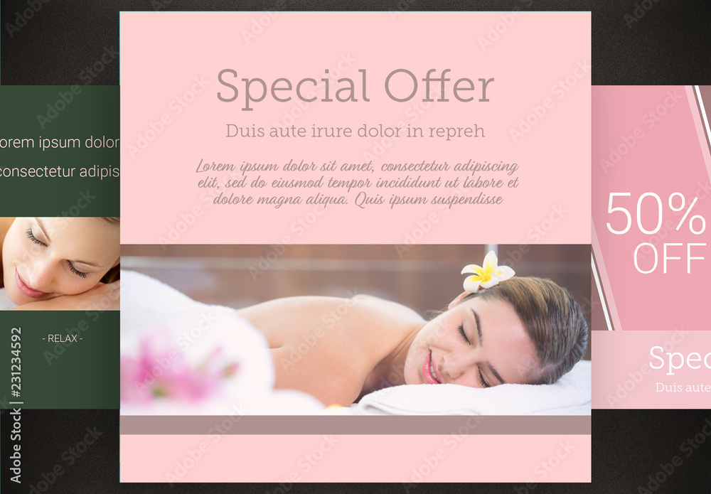 Pink and Green Social Media Post Layouts Stock Template | Adobe Stock