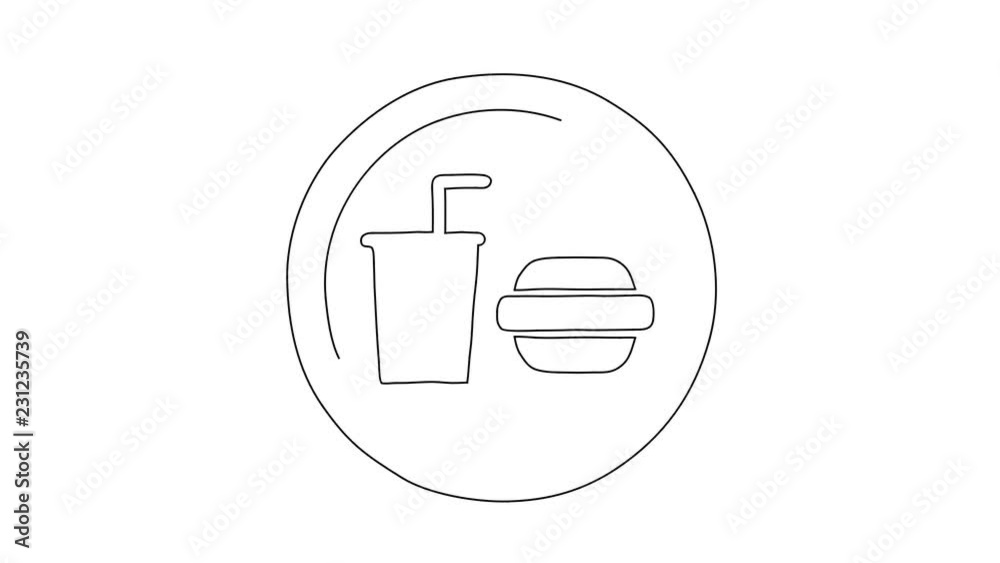 Vidéo Stock Animated sketch vector drawing doodle no eating drinking ...