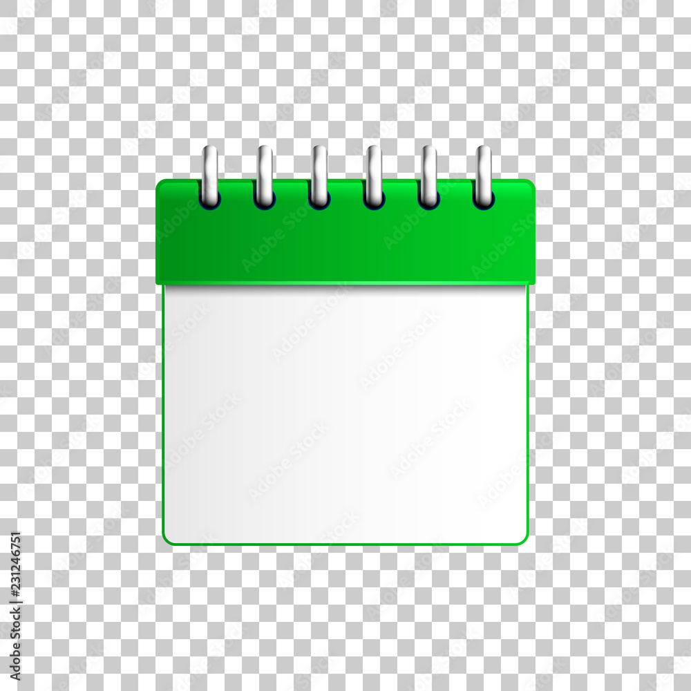 Realistic Calendar green isolated object on transparent background ...