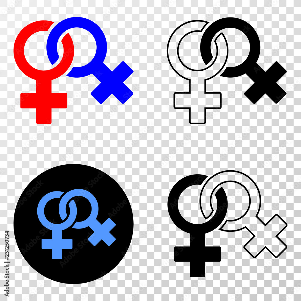 Lesbian Symbol Eps Vector Pictograph With Contour Black And Colored Versions Illustration