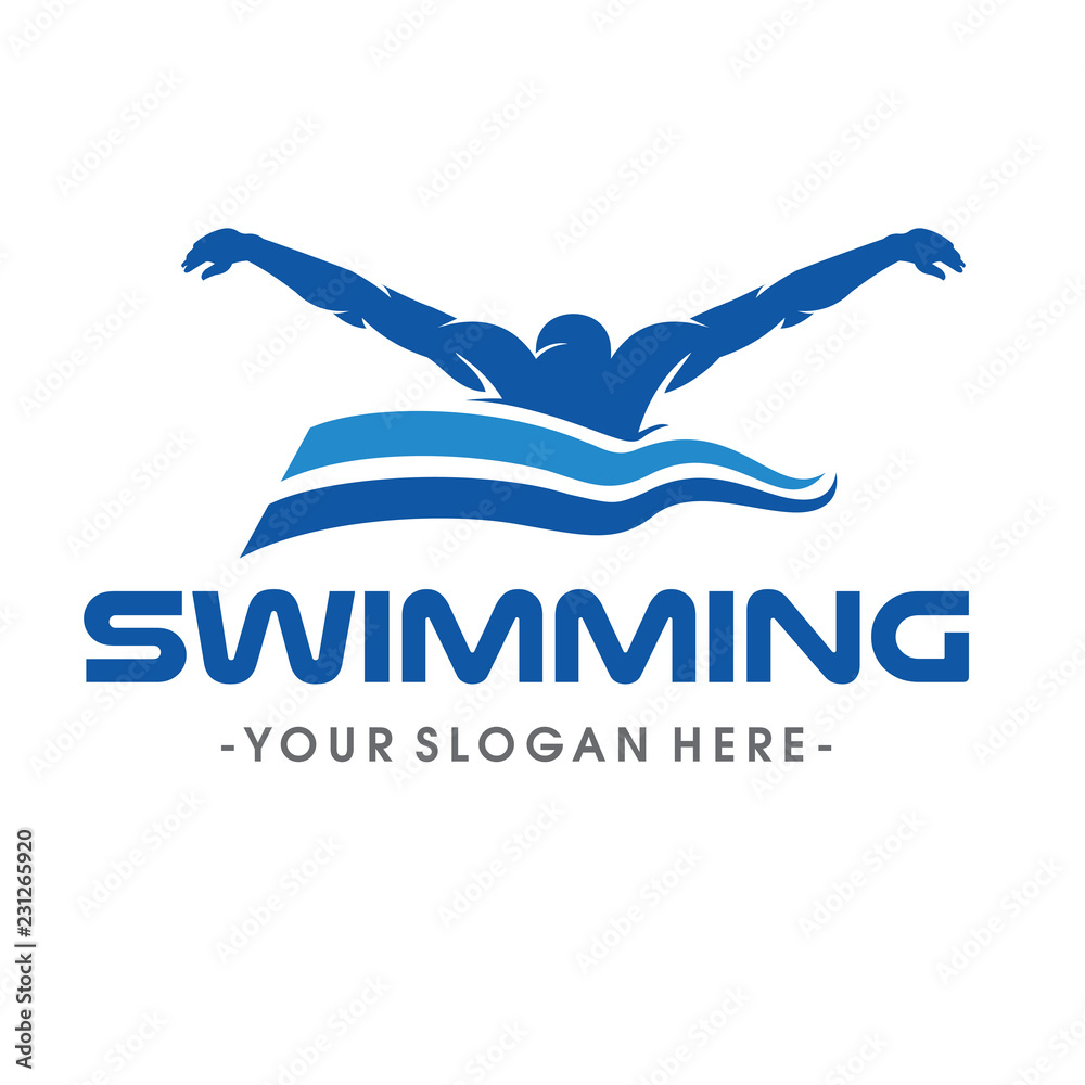 Swimming Logo Design Vector Stock Vector | Adobe Stock