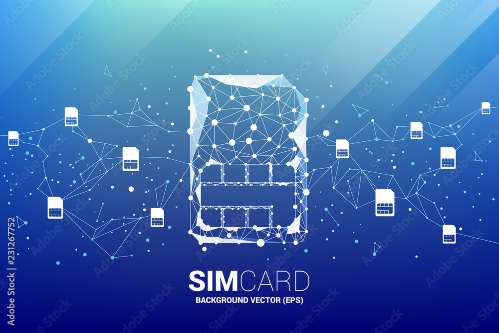 Vector Polygon dot connect line shaped sim card icon. Concept for ...