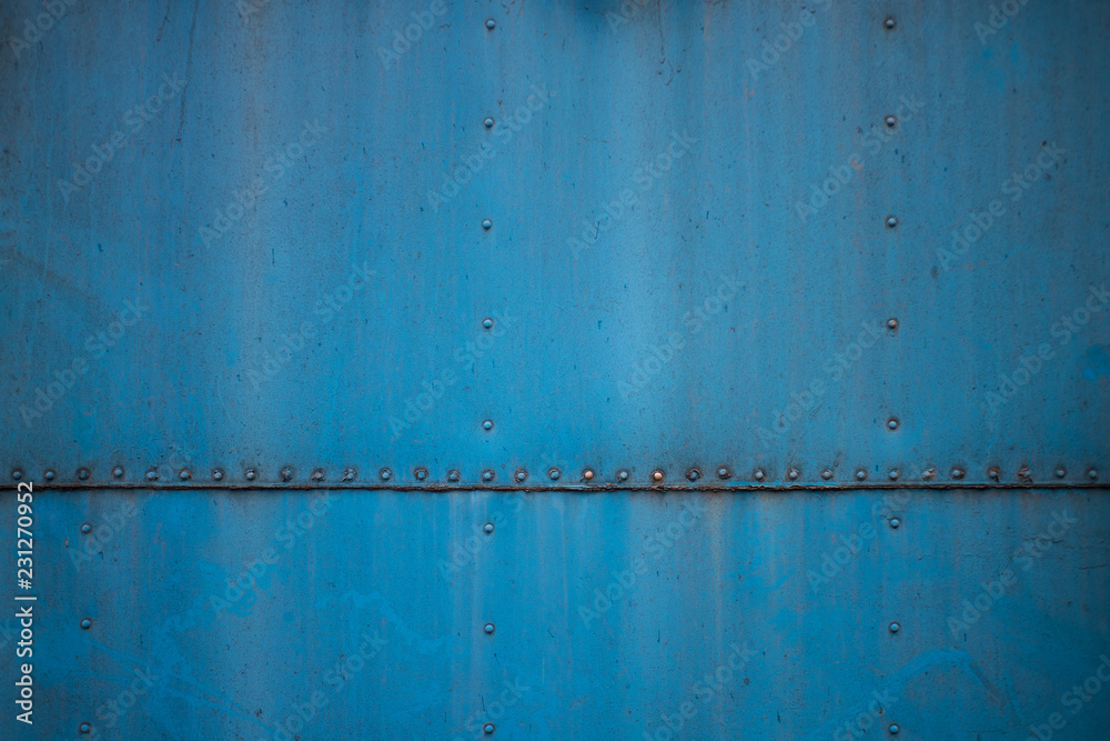 Texture of old blue rusted metal plate. Dirty and ground, can be use ...