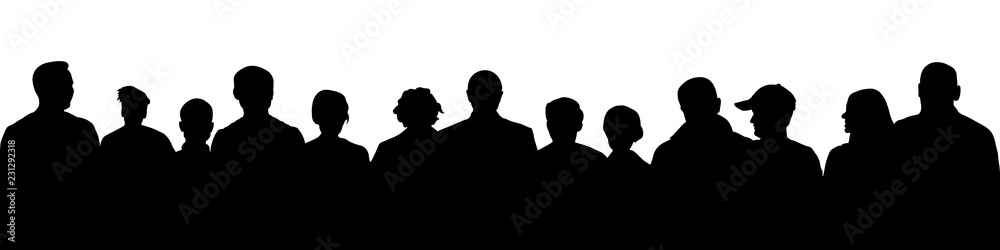 Crowd of people silhouette. Large audience anonymous faces. Meeting ...