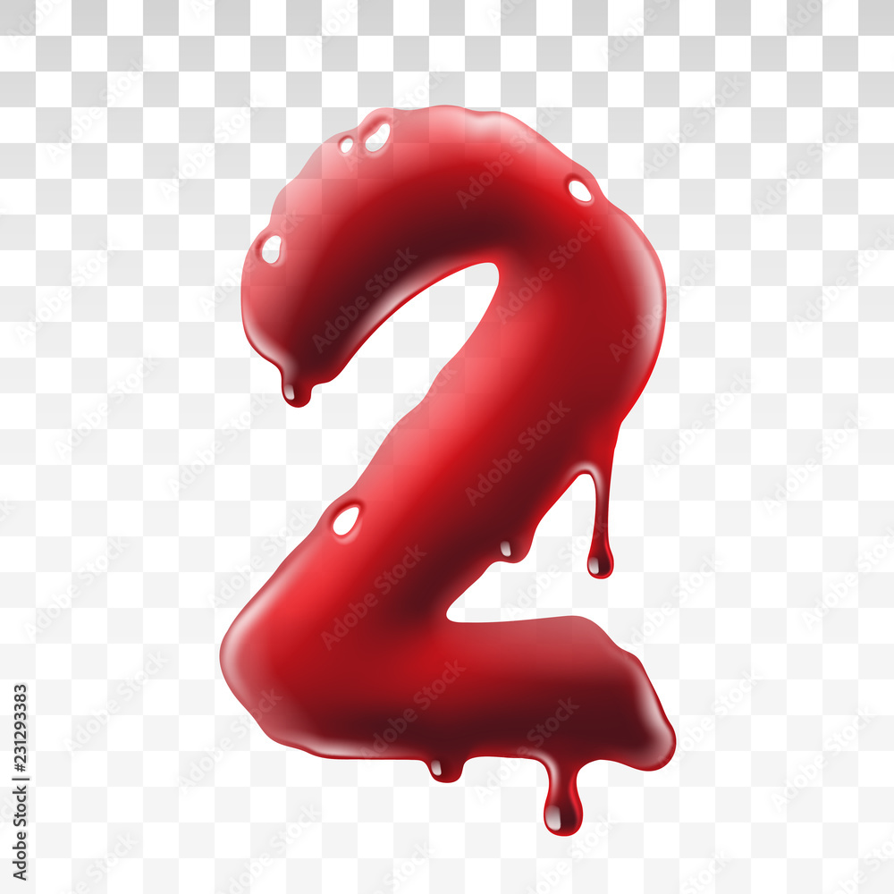 Translucent bloody number isolated on transparent background, vector ...
