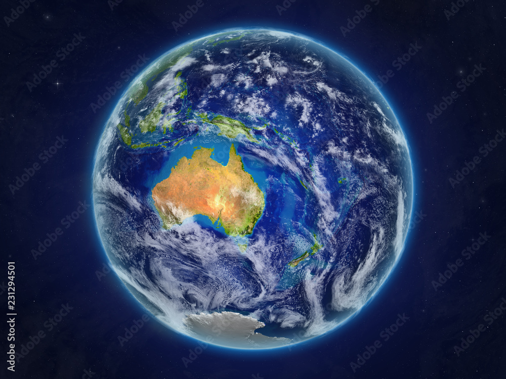 Australia from space on realistic model of planet Earth with very ...