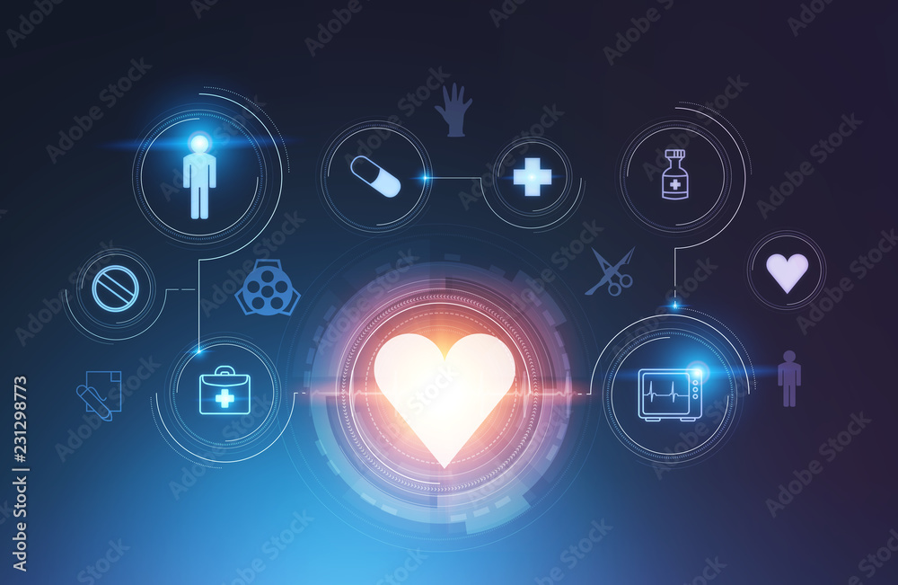 Medical icons interface, blue Stock Photo | Adobe Stock