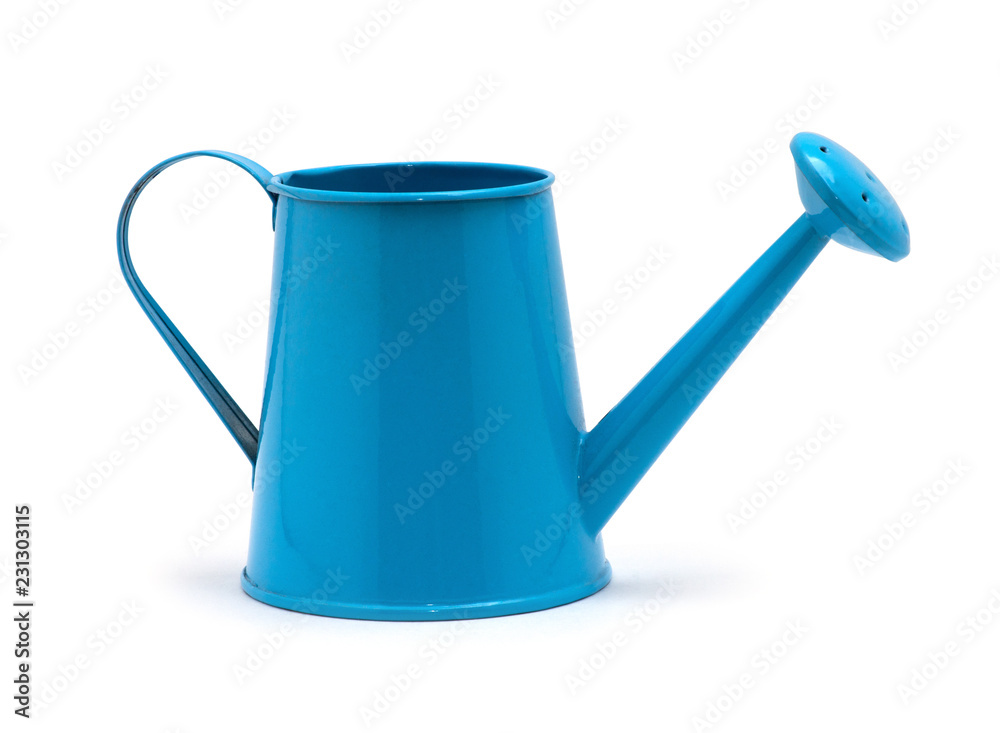 Blue watering can isolated on a white background. Stock Photo | Adobe Stock