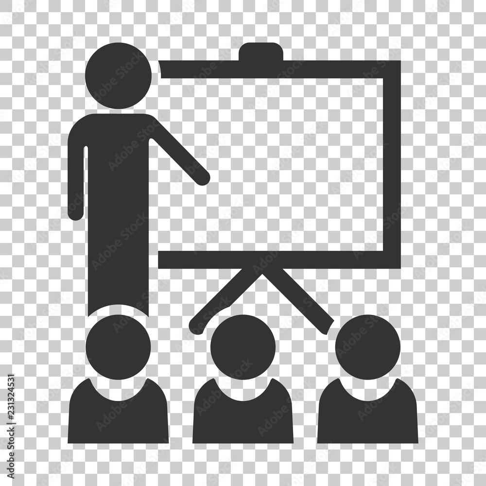 Training education icon in flat style. People seminar vector ...