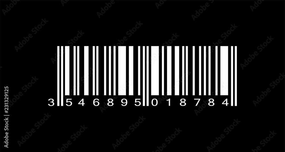 Realistic white Barcode icon on black background. Bar code icon Stock ...