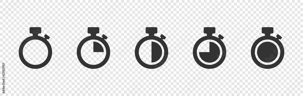 Set of Timer vector icons on transparent background. Countdown Timer ...