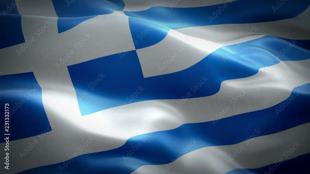 Greek flag Closeup 1080p Full HD 1920X1080 footage video waving in wind ...