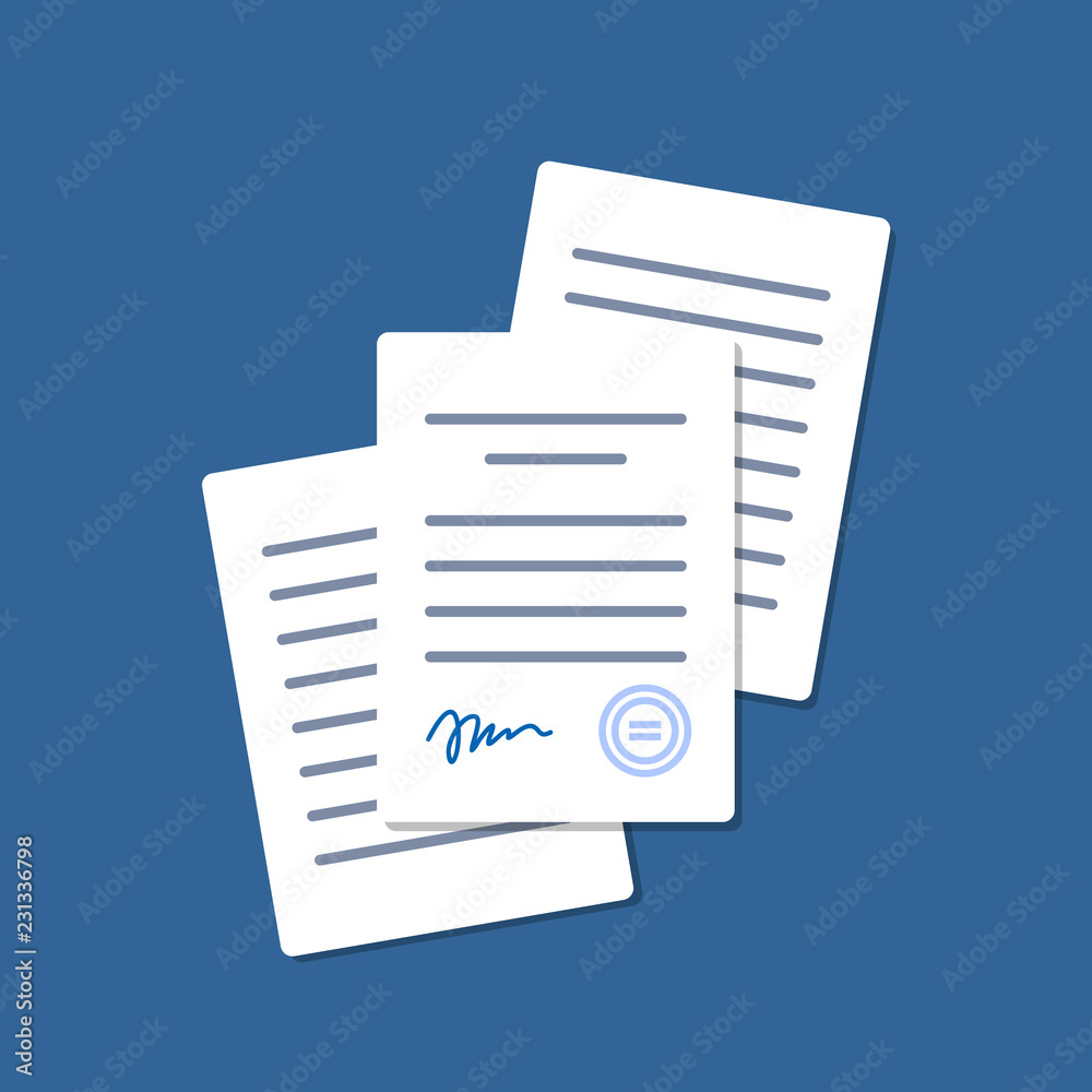 Office documents isolated. Financial papers. Stack of paperwork ...