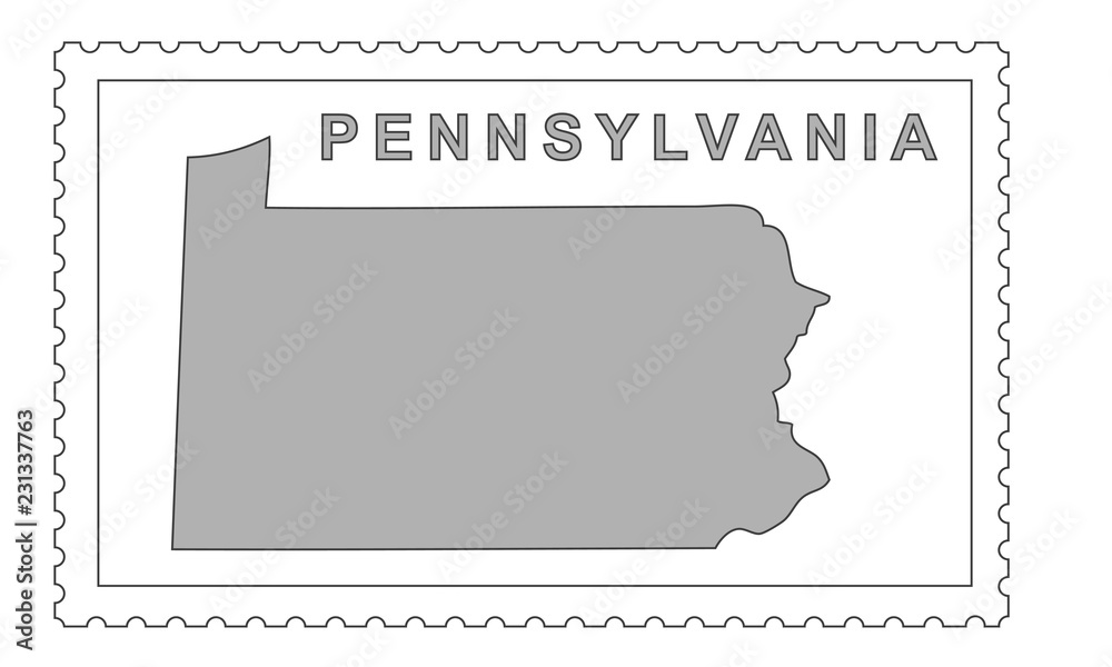 pennsylvania state map on the postage stamp vector Stock Vector | Adobe ...