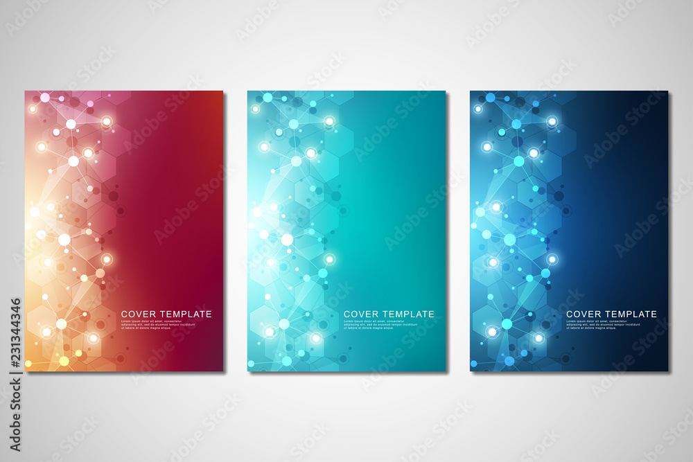 Vector template for cover or brochure, with molecules background and ...