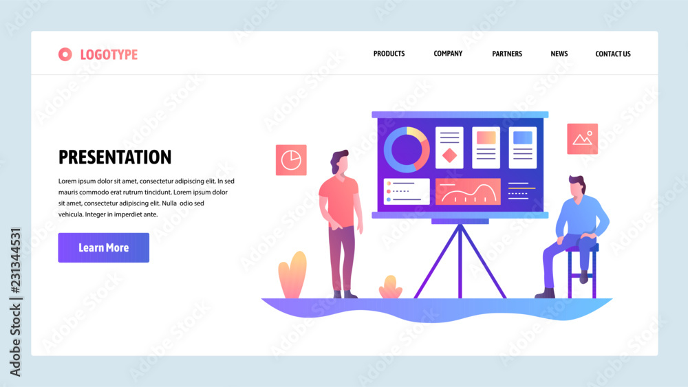 Vector web site design template. Business presentation with financial ...