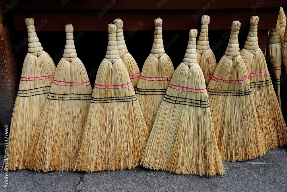 Turkish style brooms traditionally made using broom corn or sorghum at ...