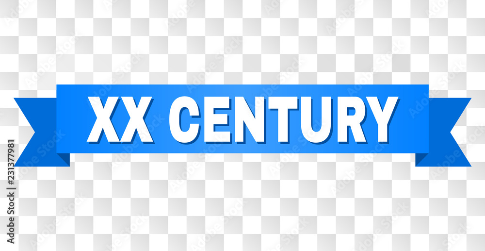 XX CENTURY text on a ribbon. Designed with white title and blue tape ...