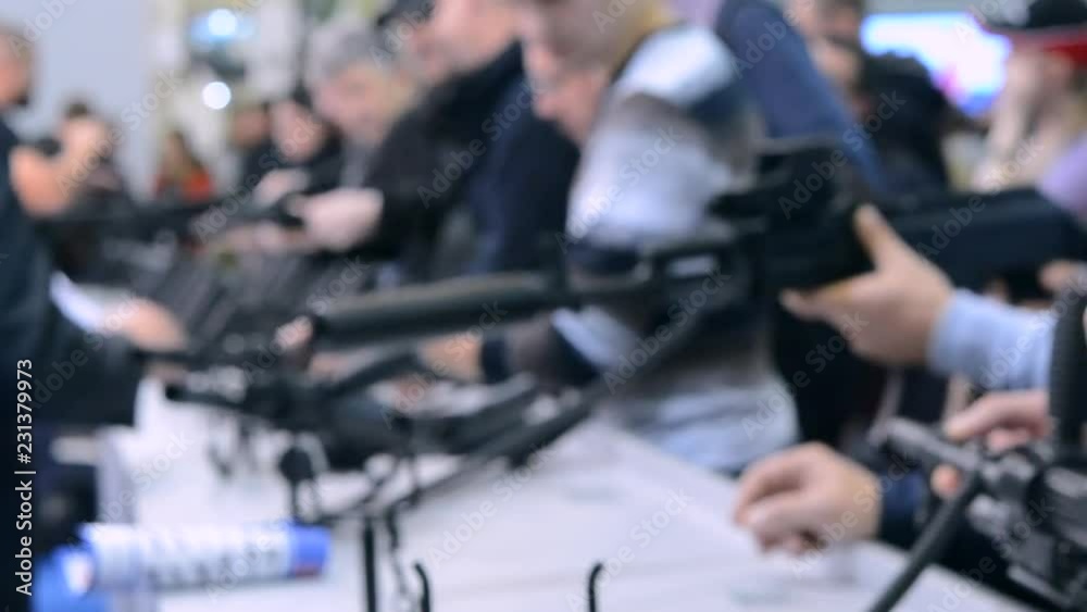 Abstract Defocused Blurred Background. Weapon optics sight of sniper ...