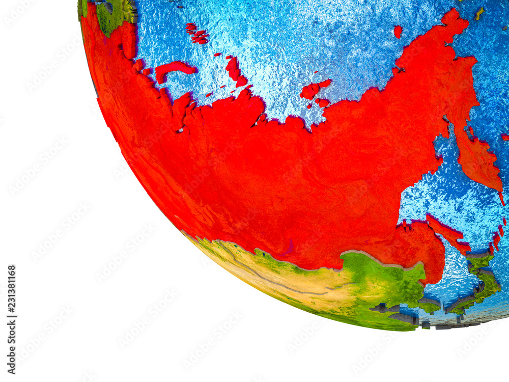 Former Soviet Union on model of Earth with country borders and blue ...