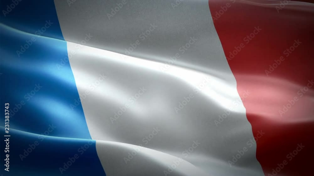 French flag Closeup 1080p Full HD 1920X1080 footage video waving in ...