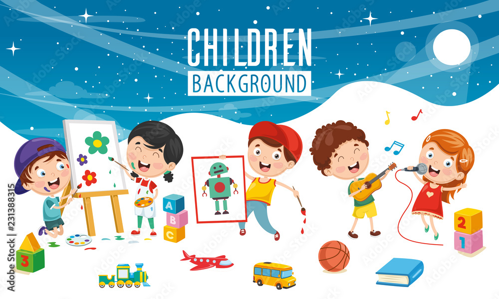 Vector Illustration Of Children Background Stock Vector | Adobe Stock