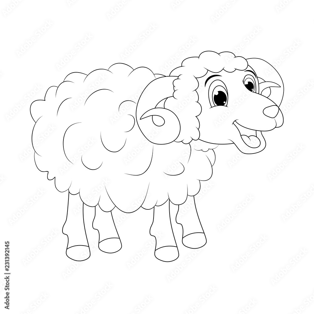 cartoon outline ram design isolated on white background Stock Vector ...