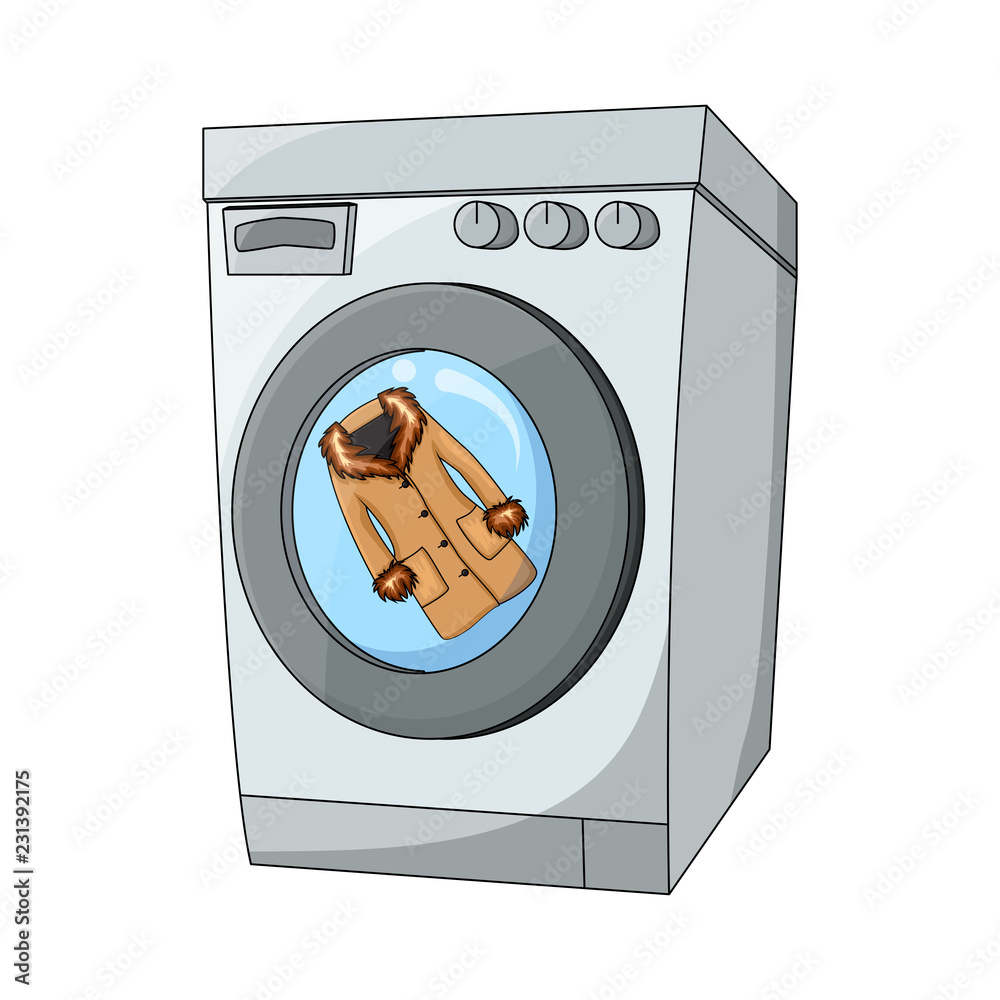 fur and cartoon washing machine design isolated on white background ...
