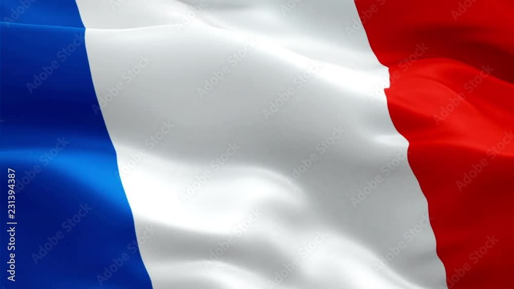 France flag video waving in wind. Realistic French Flag background ...
