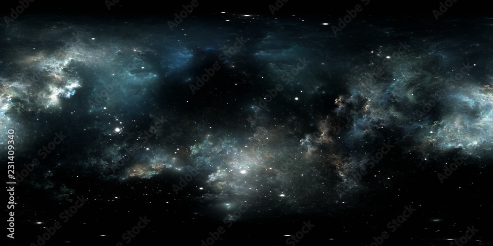 360 degree interstellar cloud of dust and gas. Space background with ...