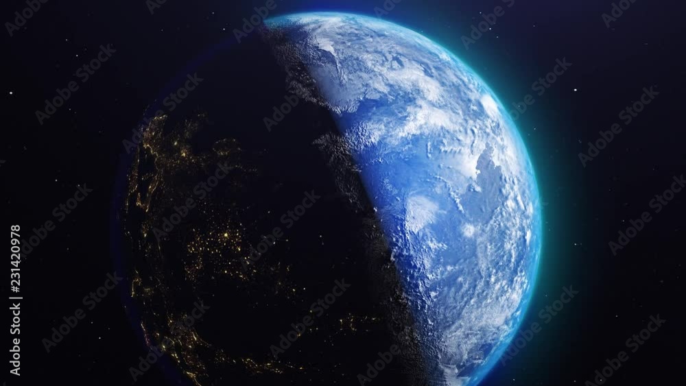 SpaceX Flying Around Planet Earth Space View Rotating Around with Stars ...