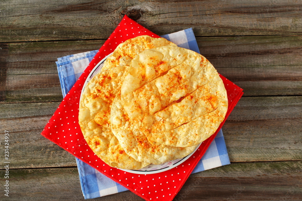 traditional indian gujarati food snack mathia papad or salted spicy ...