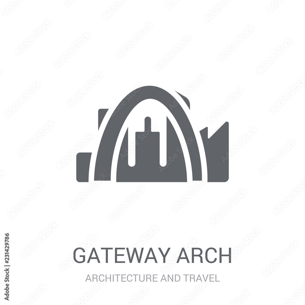 Gateway arch icon. Trendy Gateway arch logo concept on white background ...