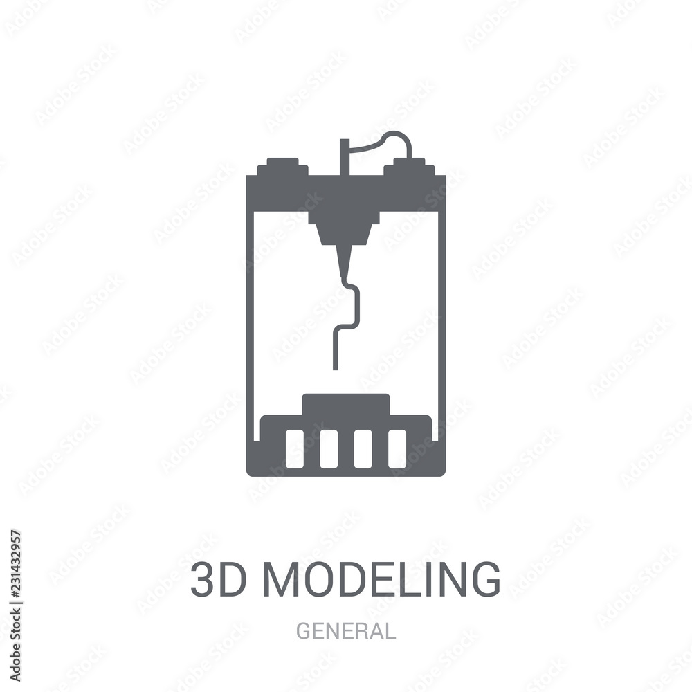 3d modeling icon. Trendy 3d modeling logo concept on white background ...
