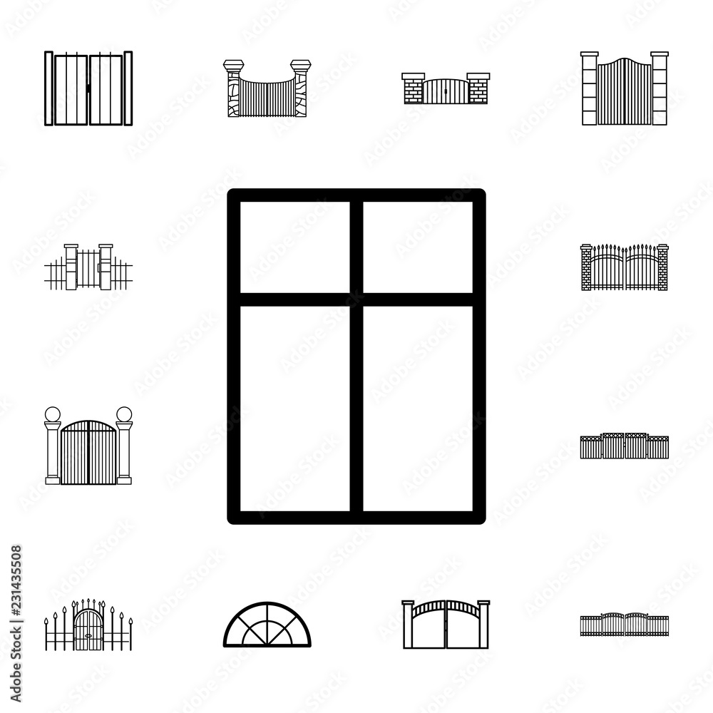 simple window icon. Detailed set of Doors, gates and windows icons ...