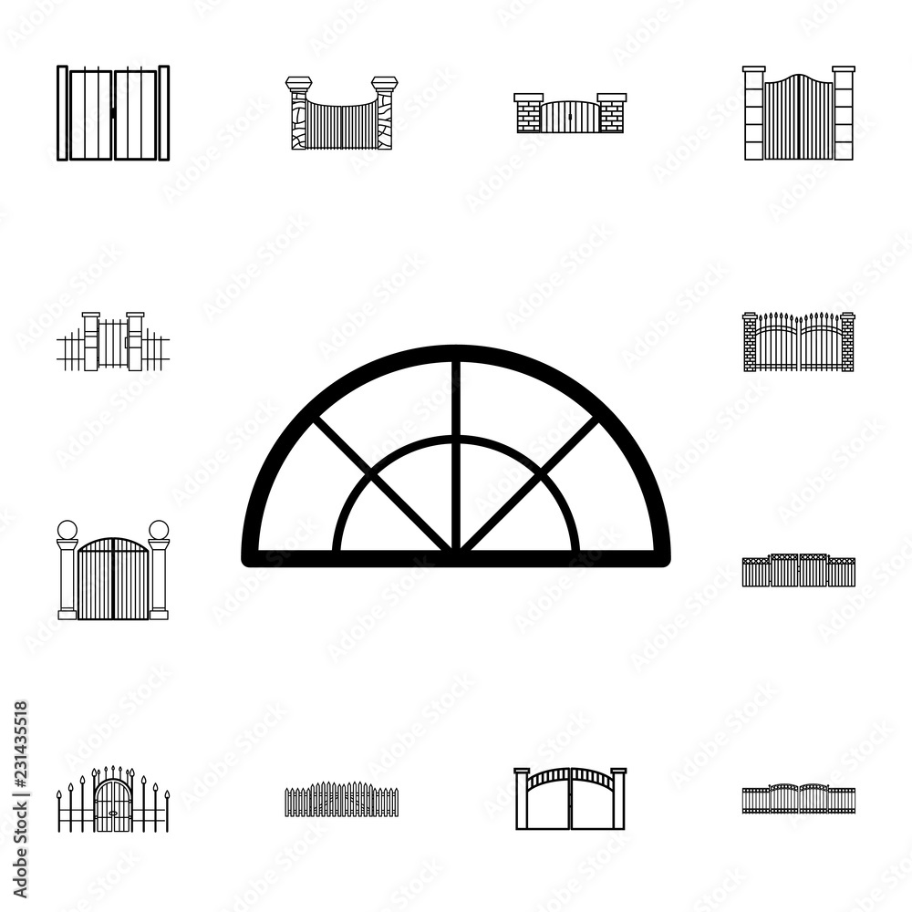 window on the arch icon. Detailed set of Doors, gates and windows icons ...