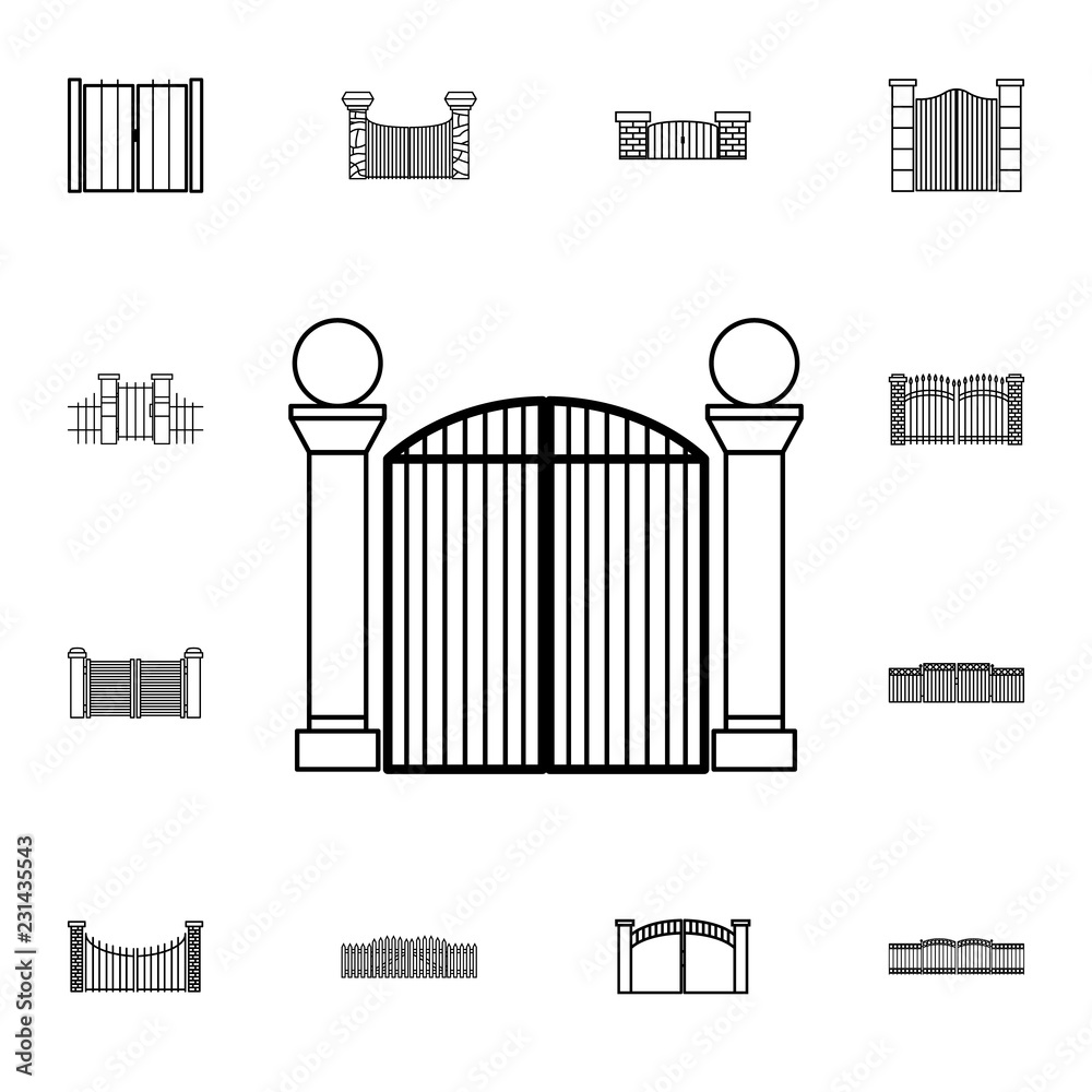 metal gates icon. Detailed set of Doors, gates and windows icons ...