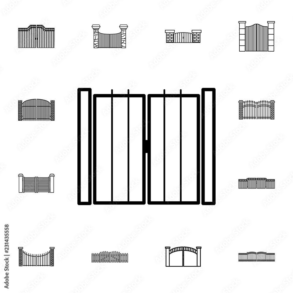 Gate icon. Detailed set of Doors, gates and windows icons. Premium ...