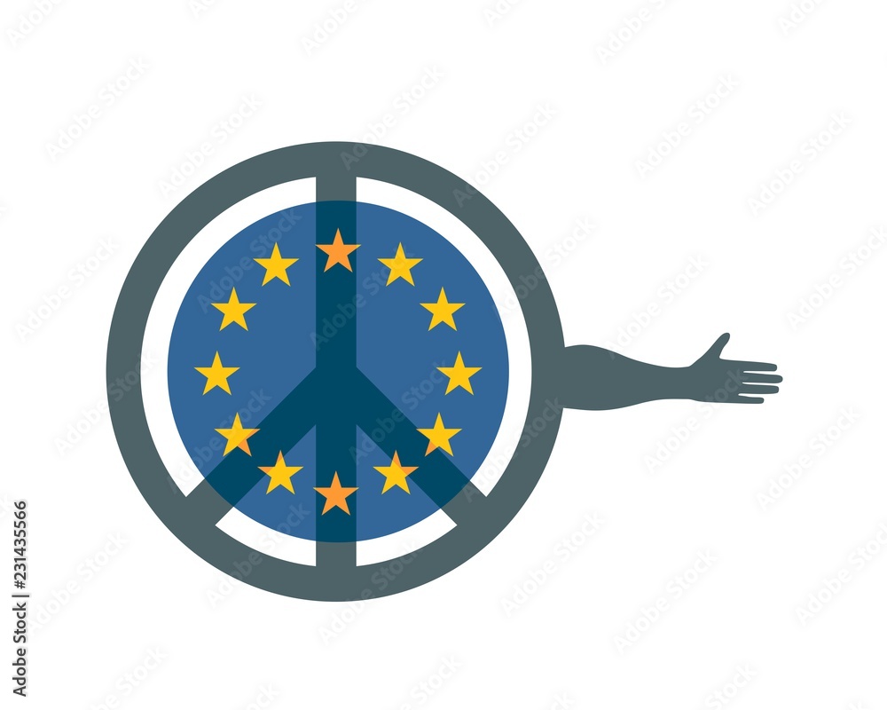 Symbol of Peace with human arm that ready to handshake. Flag of the ...
