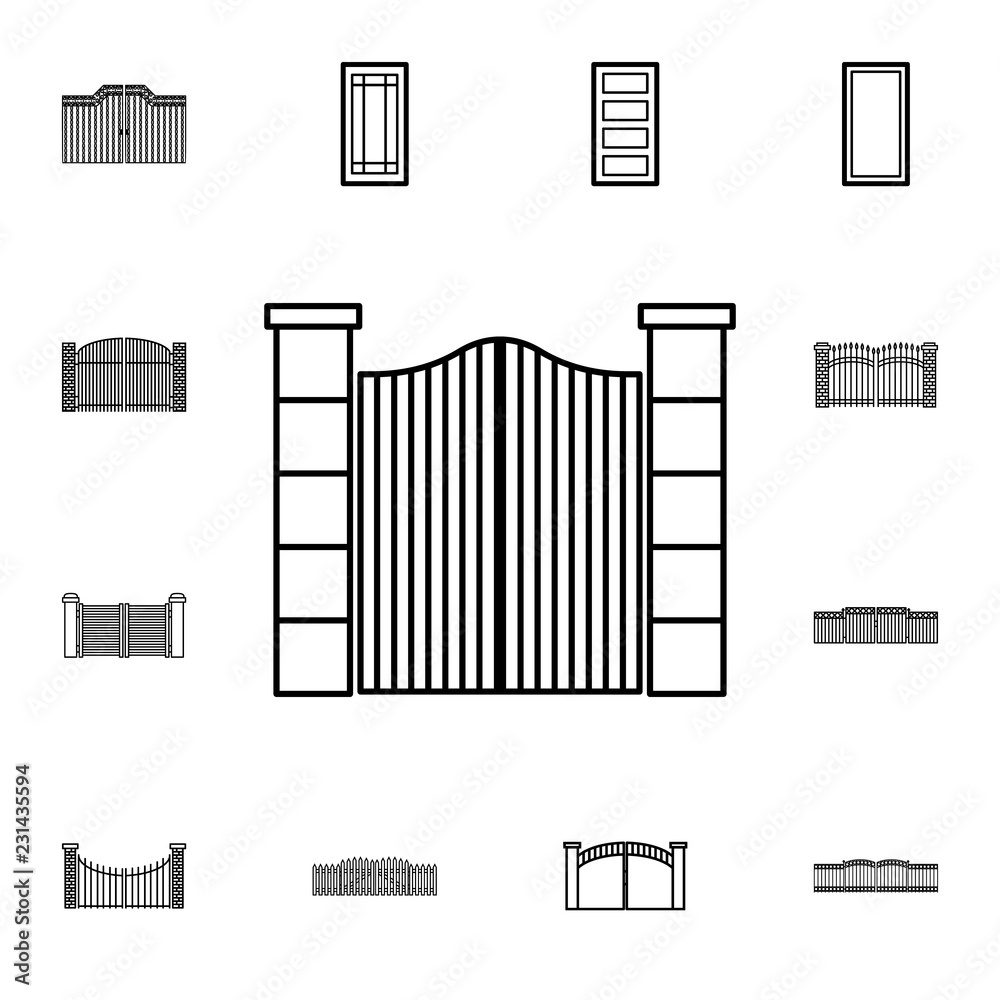 Gate icon. Detailed set of Doors, gates and windows icons. Premium ...